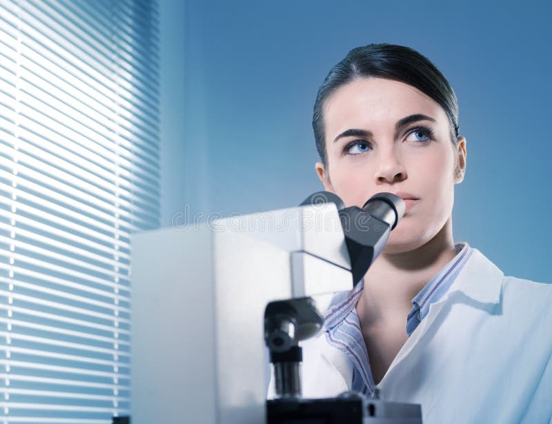 Female researcher thinking stock photo. Image of technician - 44574610