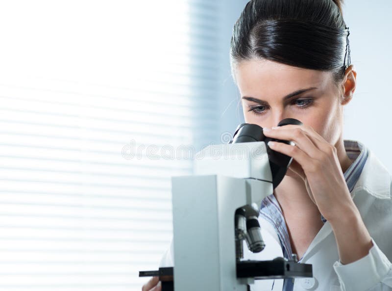 Medical Doctor with Microscope Stock Image - Image of lady, healthcare ...