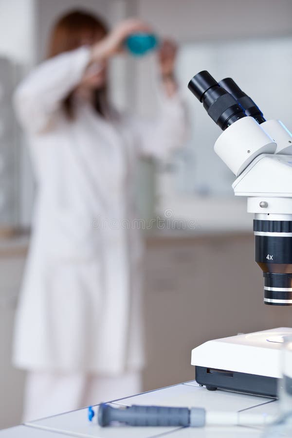 Microscope in a lab stock photo. Image of chemical, laboratory - 15431744