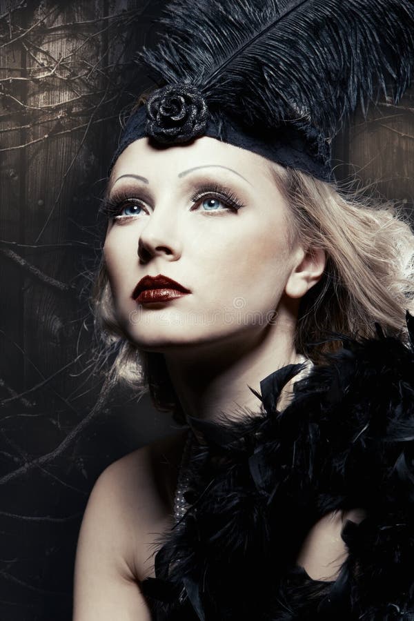 Female Retro Revival Portrait Stock Image - Image of colorful, lipstick ...