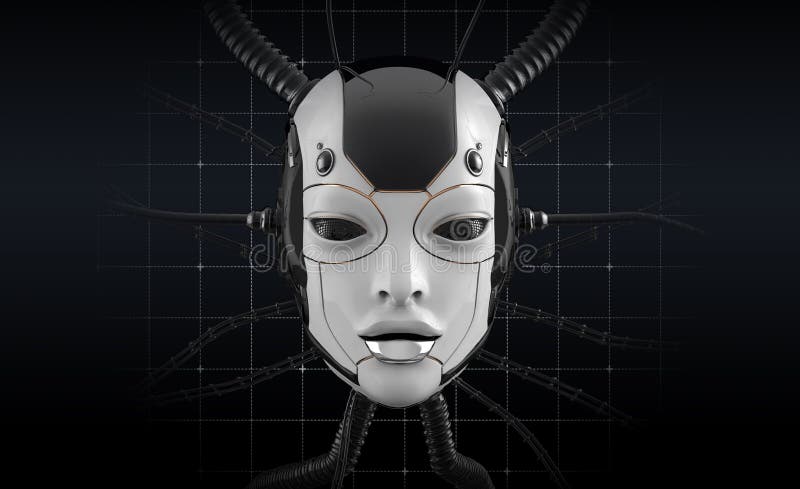 Female Robot Face Futuristic Design Stock Illustration - Illustration ...