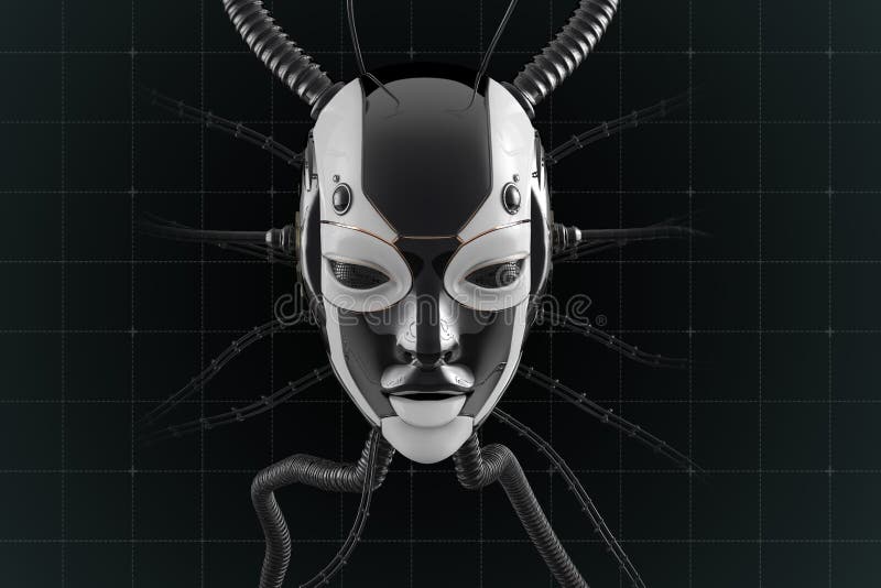 Female Robot Face Futuristic Design Stock Illustration - Illustration ...