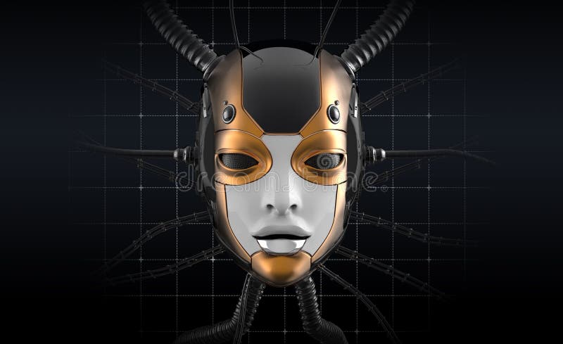 Female Robot Face Futuristic Design Stock Illustration - Illustration ...