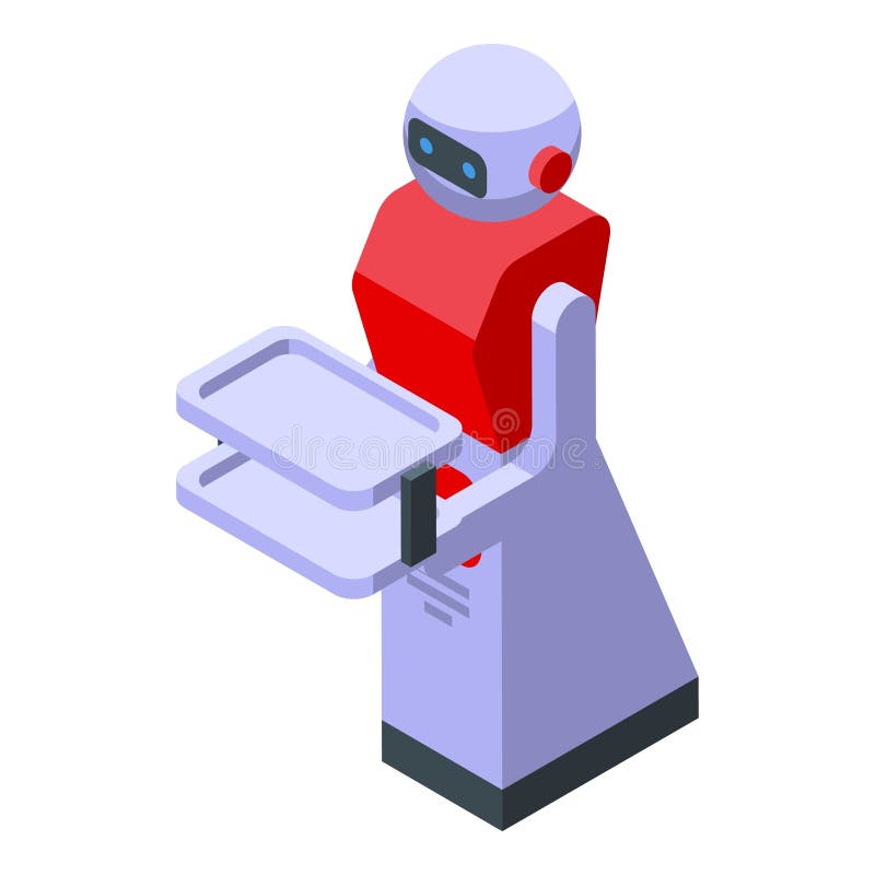 Female Robot Waiter Icon Isometric Vector. Butler Plate Server Stock ...