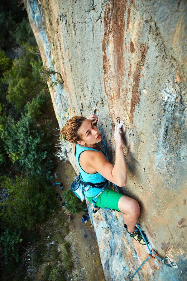 Female rock climber stock photo. Image of high, rock - 64074642