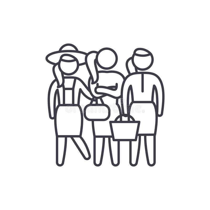 Female Roles Line Icon Concept. Female Roles Vector Linear Illustration ...