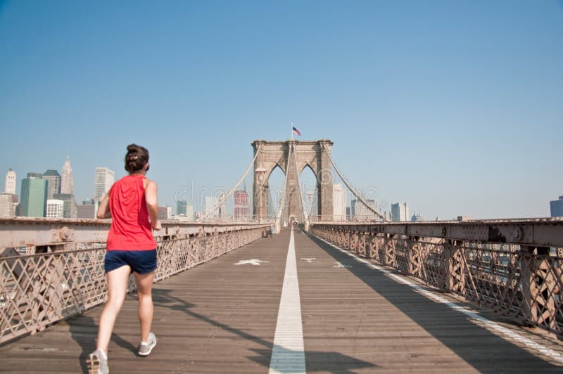 Female Runner Going Though Brooklyn Bridge Editorial Image - Image of ...