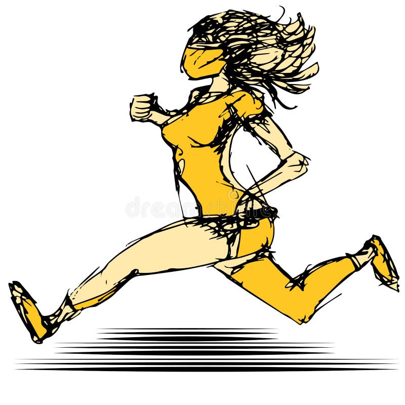 Female Runner Reaches Finish Line Set Stock Vector - Illustration of ...