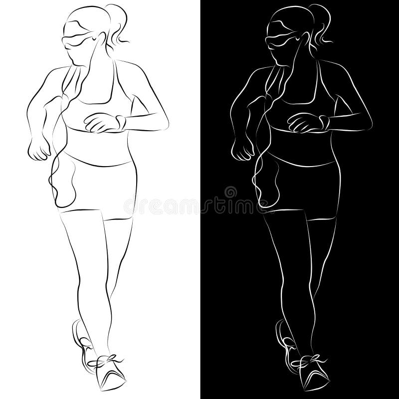 Female Runner Line Drawing stock vector. Illustration of running - 19526530