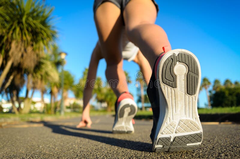 Female Runner Ready for Sprint Stock Photo - Image of sport, sole: 45084362
