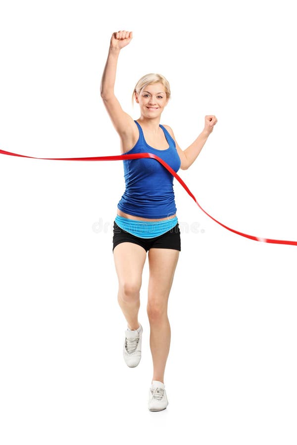 Female Runner Running Towards a Finish Line Stock Photo - Image of ...