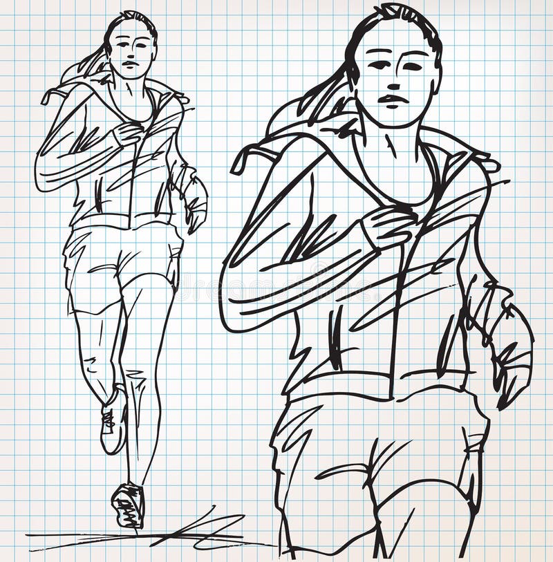 Female Runner Sketch Illustration Stock Vector - Illustration of ...