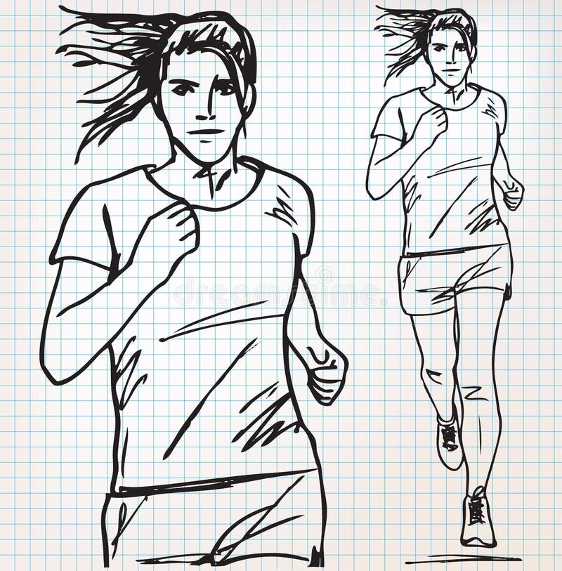 Female Runner Sketch Illustration Stock Vector - Illustration of ...