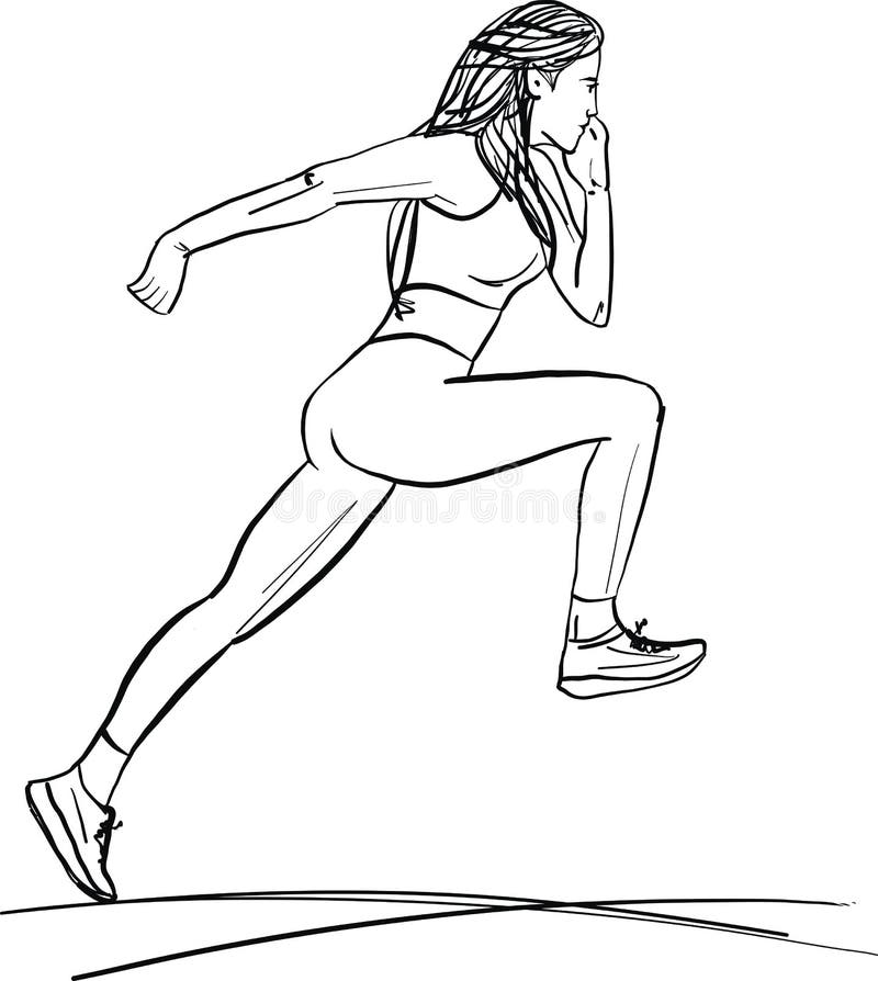 Female runner sketch stock vector. Illustration of sketch - 223327514