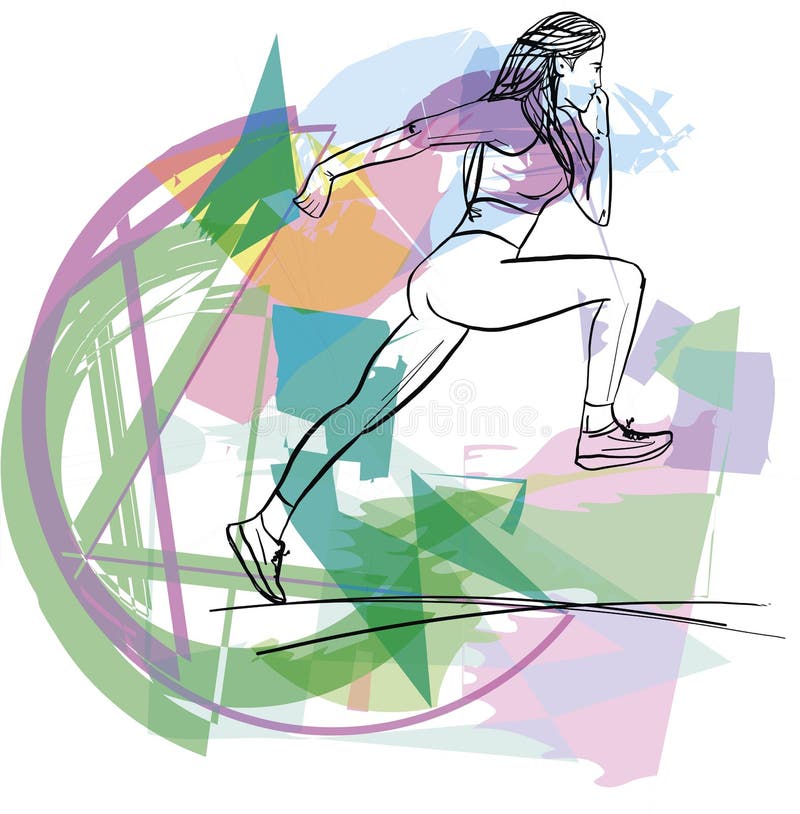 Female Runner Sketch Illustration Stock Vector - Illustration of adobe ...