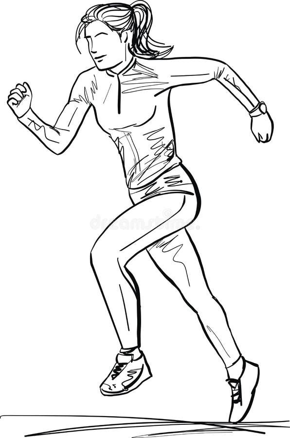 Female Runner Sketch Illustration Stock Vector - Illustration of ...