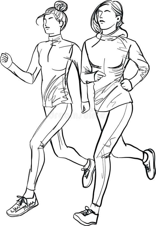 Female runner sketch stock vector. Illustration of active - 225963998
