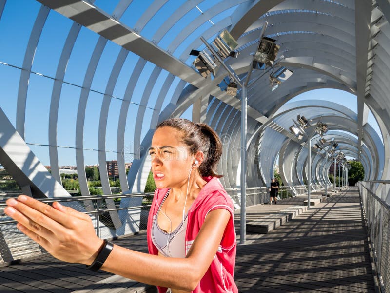 Female Runner Training a Modern Bridge Stock Photo - Image of outdoor ...