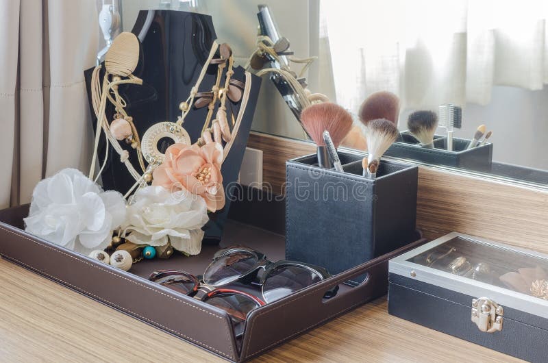 Female S Accessories on Dressing Desk Stock Photo - Image of commode ...
