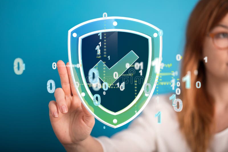 Female S Hand Touching the 3D Rendered Protected Data Stock ...