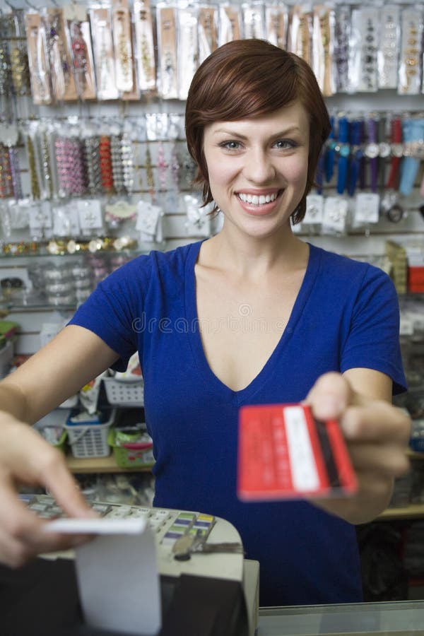 Female Sales Assistant at Cash Counter Stock Image - Image of jewelry ...