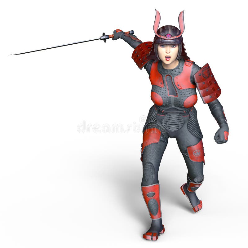 Female samurai warrior stock illustration. Illustration of helmet ...