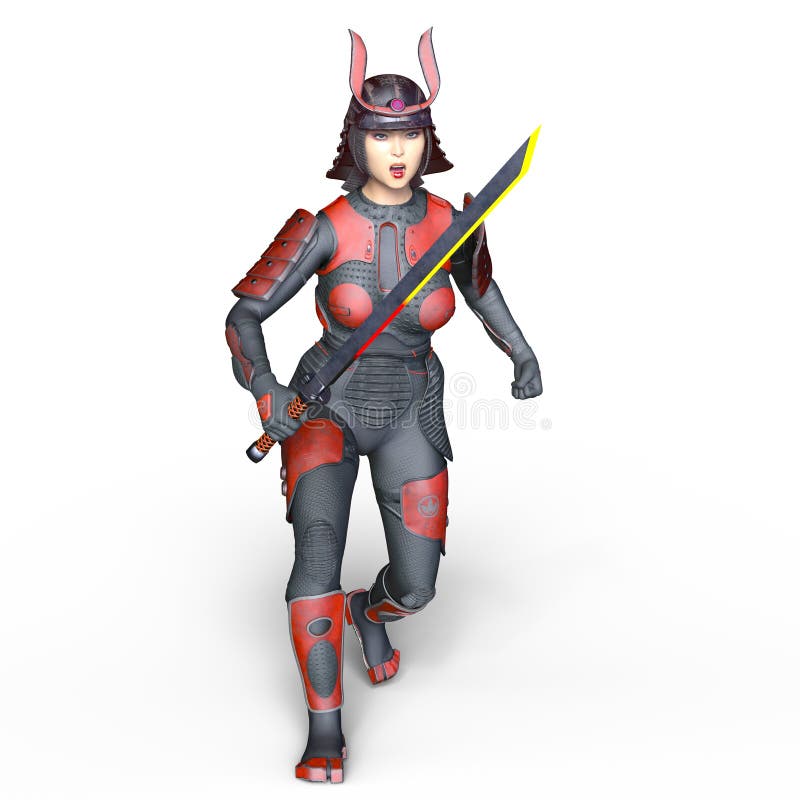 Female samurai warrior stock illustration. Illustration of japanese ...