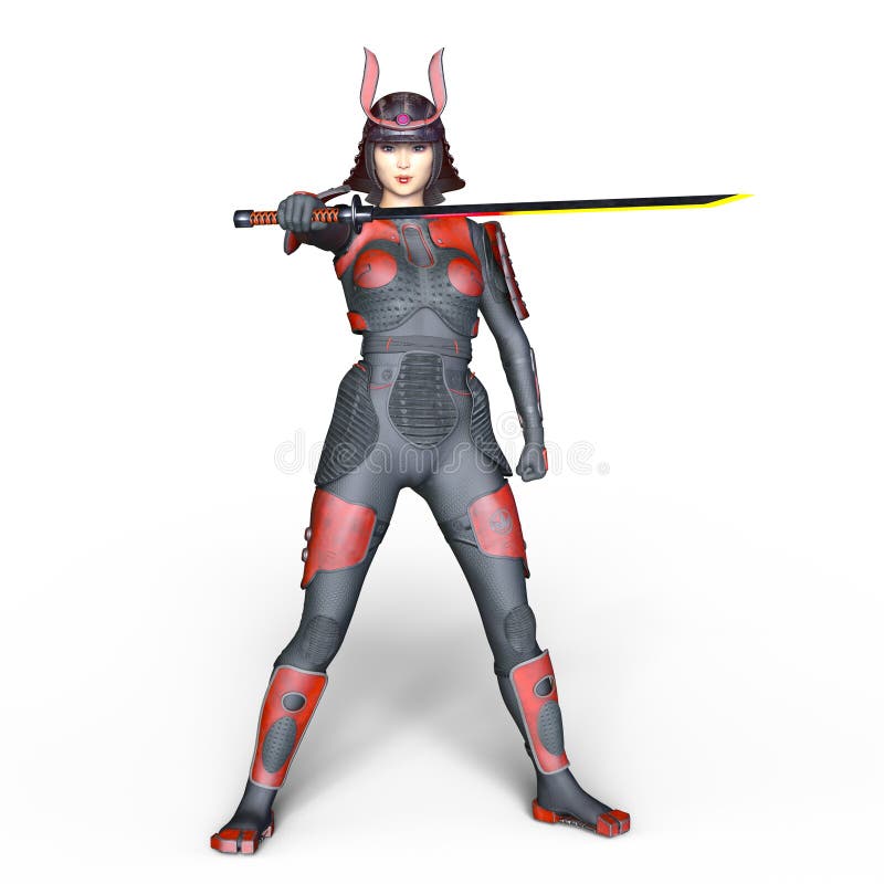 Female samurai warrior stock illustration. Illustration of history ...