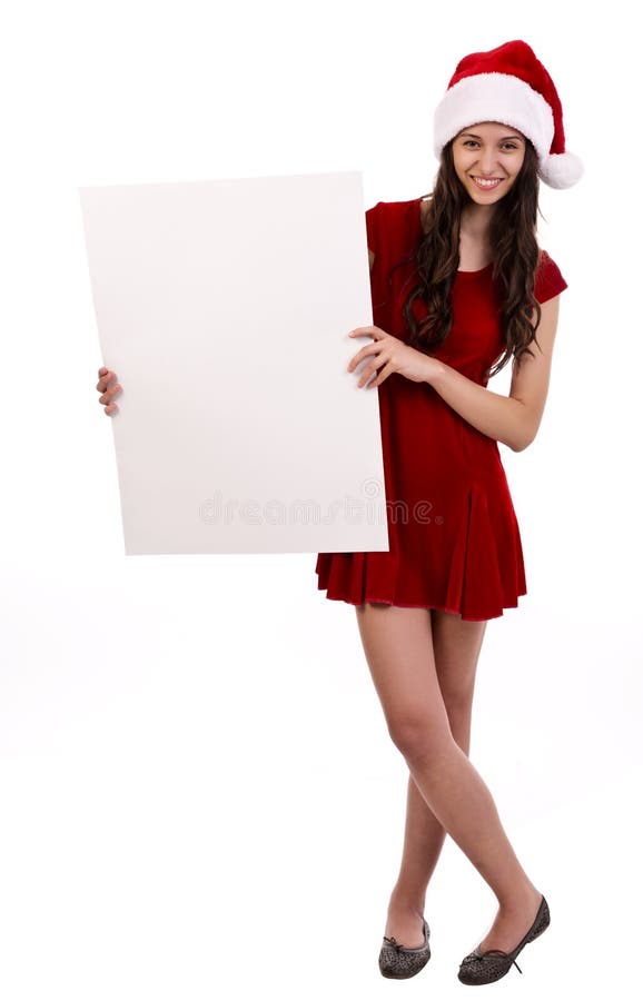 Female Santa with Billboard Stock Image - Image of isolated, santa ...