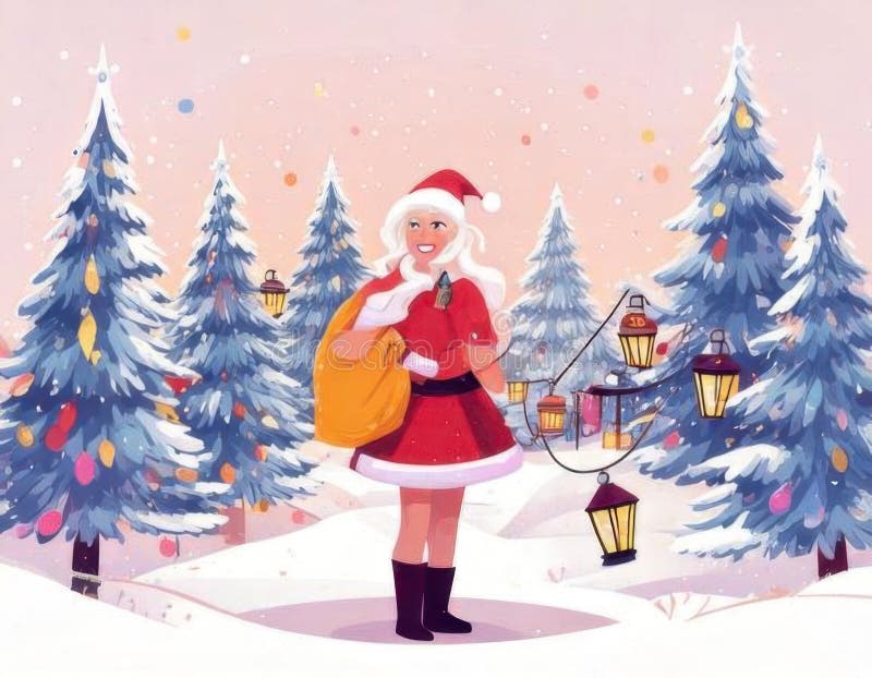 A Female Santa Claus at 12-11-2024 Stock Illustration - Illustration of ...