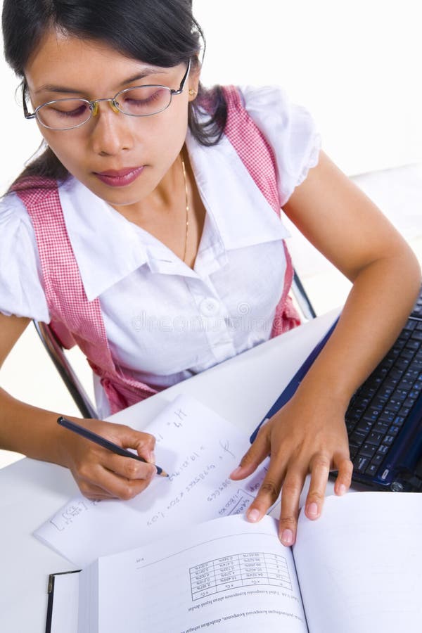Female Scholar Writing Mathematics Fomula Stock Photo - Image of ...