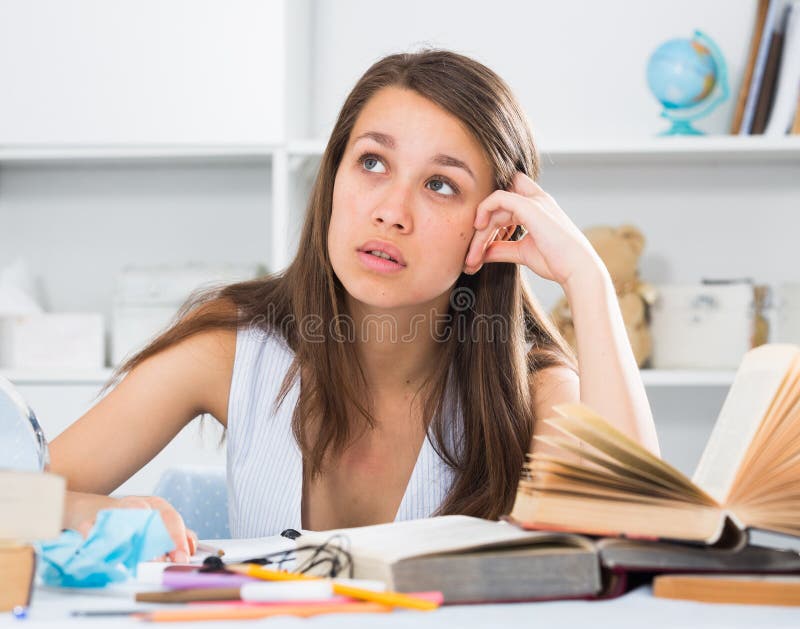 Female Schooler is Solving an Equation Stock Image - Image of teenage ...