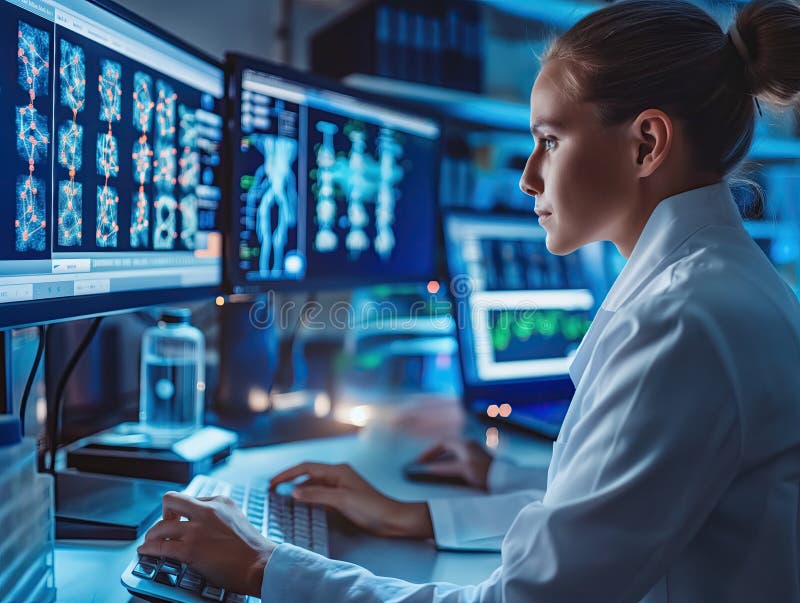 Medical Professional Using Computer in Office Stock Photo - Image of ...