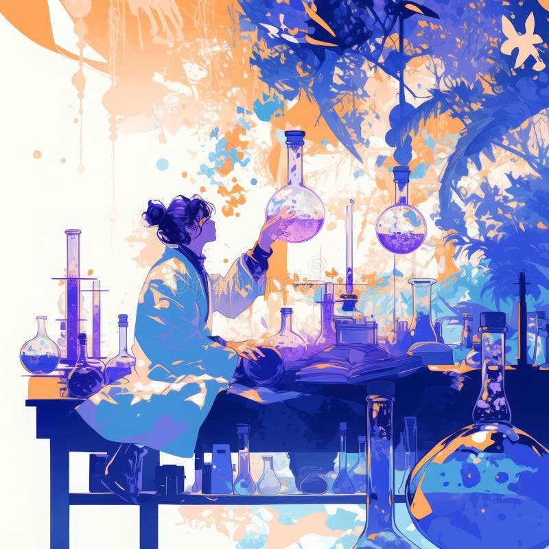 Female Scientist Conducting Experiments in High-Tech Laboratory Setting ...