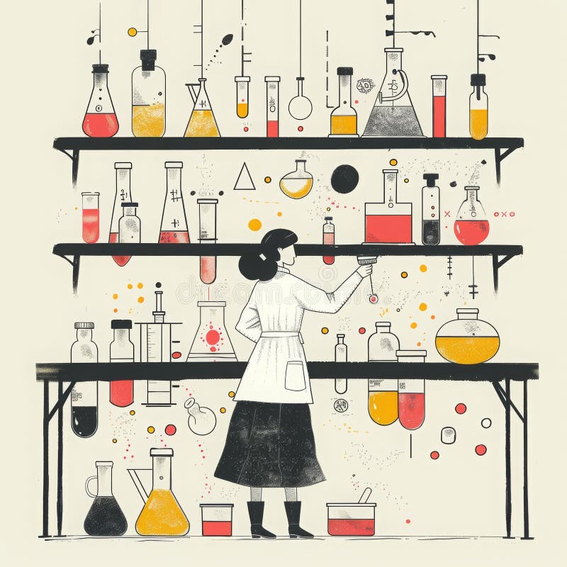 Female Scientist Conducting Experiments in High-Tech Laboratory Setting ...