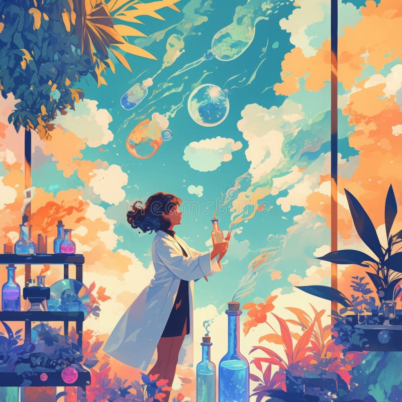 Female Scientist Conducting Experiments in High-Tech Laboratory Setting ...