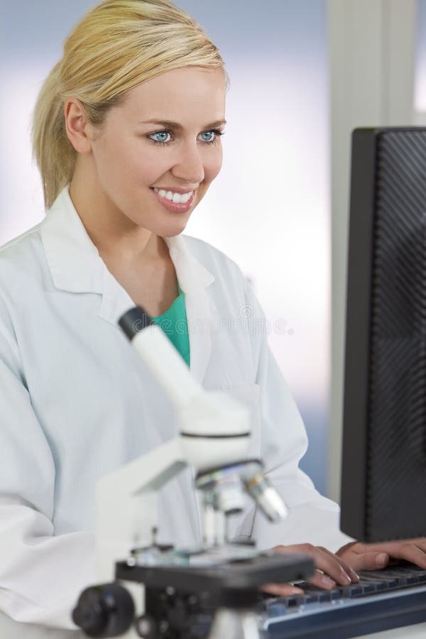 Female Scientist Doctor and Computer in Laboratory Stock Photo - Image ...