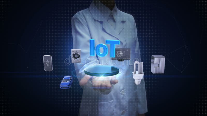 Female Scientist, Engineer Open Palm, Internet of Things Technology ...