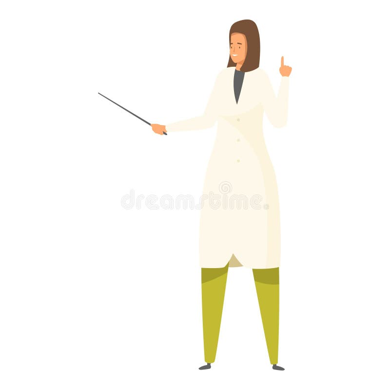 Female Scientist Explaining Something Using Pointer Stick Stock Vector ...