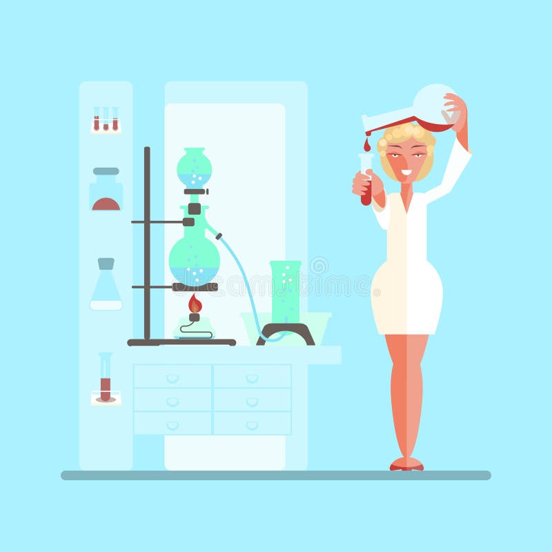 Female Scientist in Lab Room Stock Vector - Illustration of education ...
