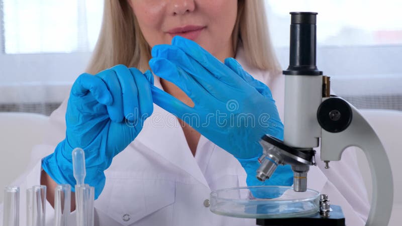 Female Scientist Laboratory Assistant Has Finished the Work of Studying ...