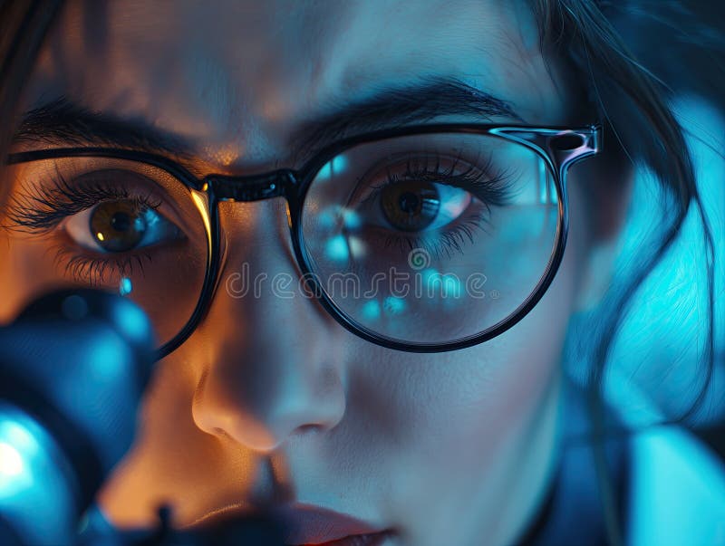 Female Scientist in Laboratory Working with Microscope Stock Photo ...