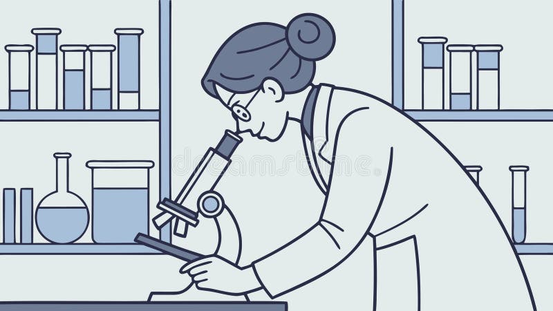Female Scientist with Microscope, Research and Discovery, Vector Design Generative AI Stock ...