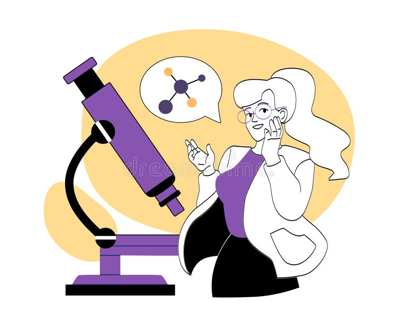 Female Scientist with Microscope. Vector Illustration Stock ...