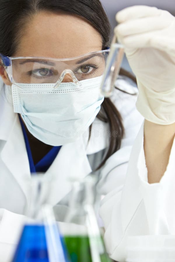 Female Scientist with Test Tube in Laboratory Stock Photo - Image of ...