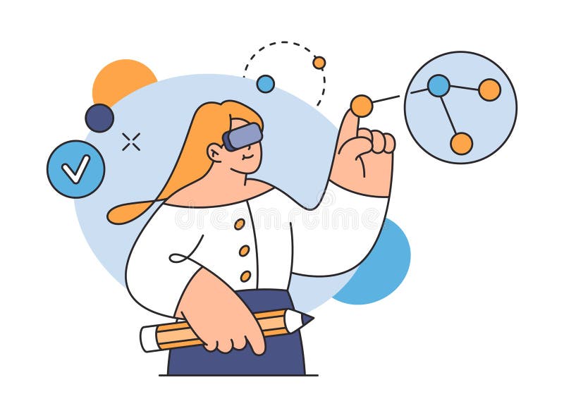 Female Scientist Thinking about Complex Science Stock Vector ...