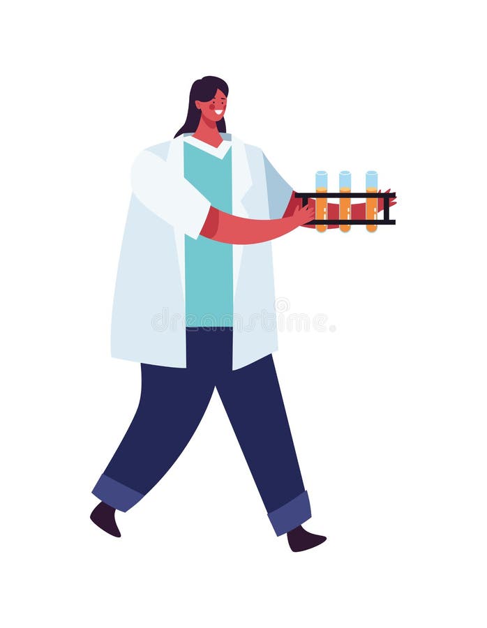 Female Scientist with Tubes Test Stock Vector - Illustration of design ...