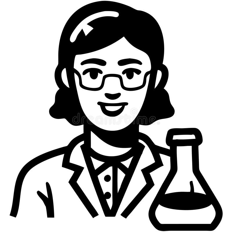 Female Scientist Vector Art with Lab Flask for Educational Use and ...
