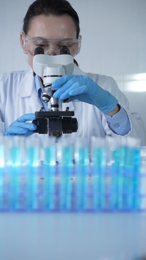 176 Scientist Using Microscope Lab Examining Samples Stock Photos ...