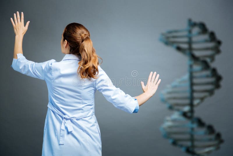 Female Scientist Working On Genetic Code Stock Image - Image of code ...